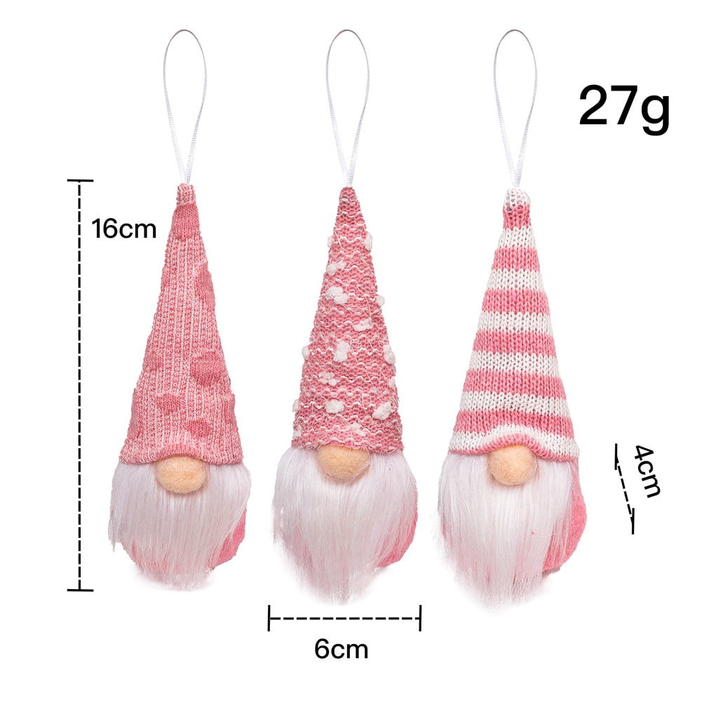 3Pcs Christmas Gnomes Plush Santa Doll Knitted Fabric Xmas Tree Hanging ...