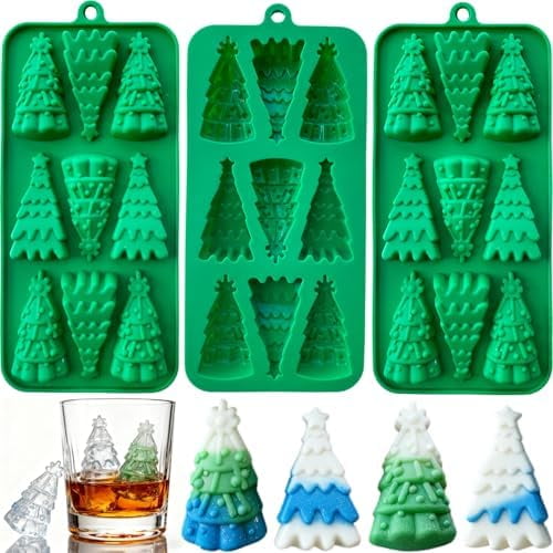3Pcs Christmas Tree Silicone Molds, 24 Cavities Christmas Chocolate ...