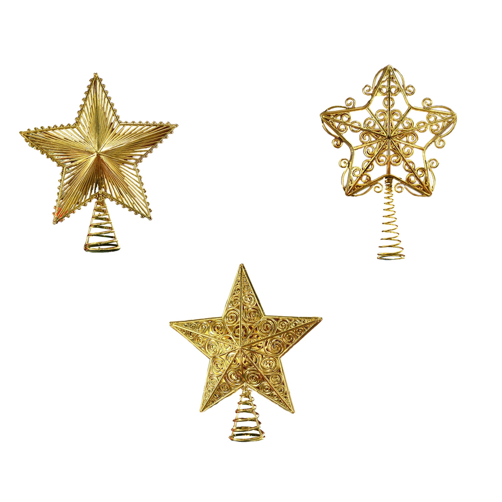 3Pcs Christmas Tree Topper Star Shape Tree Topper Holiday Decor With ...