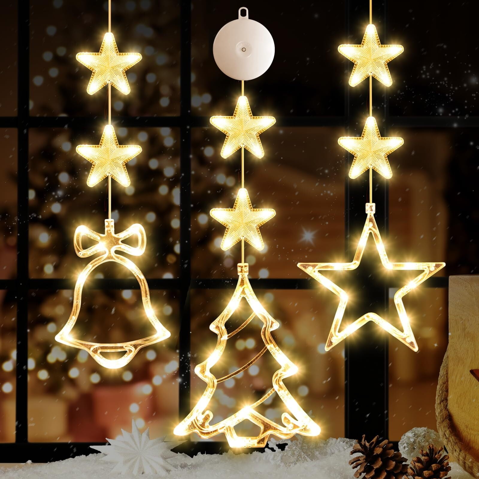 3Pcs Christmas Window Lights Decorations, Christmas Window Hanging ...