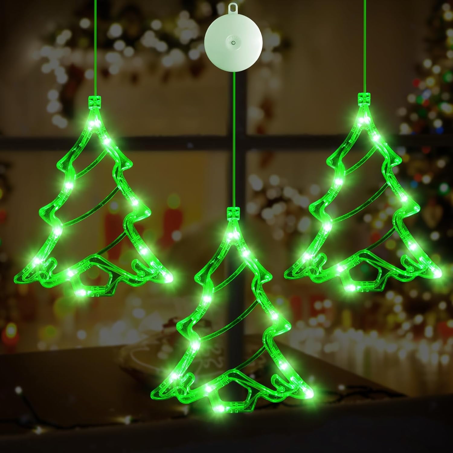 3Pcs Christmas Window Lights Decorations with Timer, Battery Powered ...