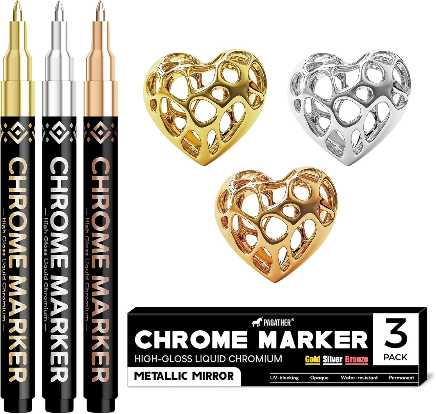 3Pcs Chrome Paint Markers, Permanent Mirror Liquid Pens for Plastic ...