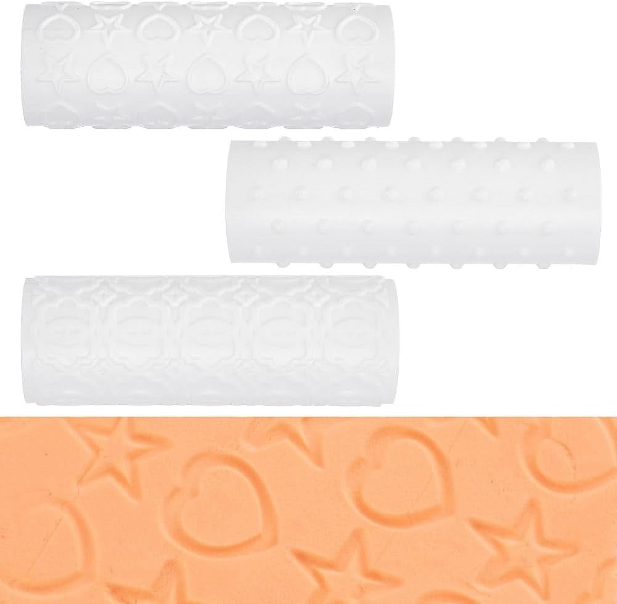 3Pcs Clay Texture Rollers Plastic Embossing Clay Rolling Pin Heart ...