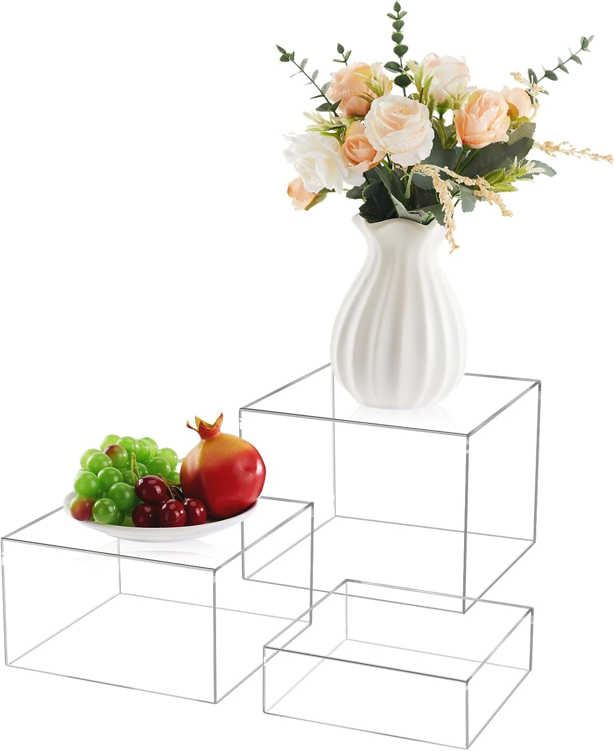 3Pcs Clear Acrylic Risers Display Stand, Buffet Risers with Hollow ...