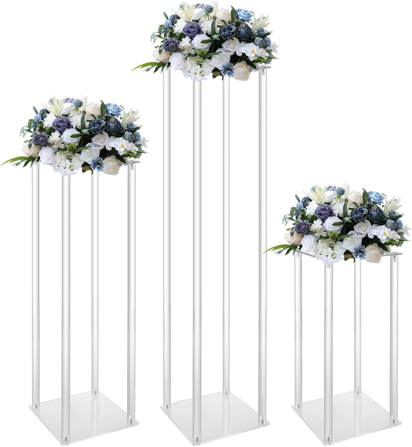 3Pcs -Clear Acrylic Vases Flower Stand Party Wedding Centerpieces ...