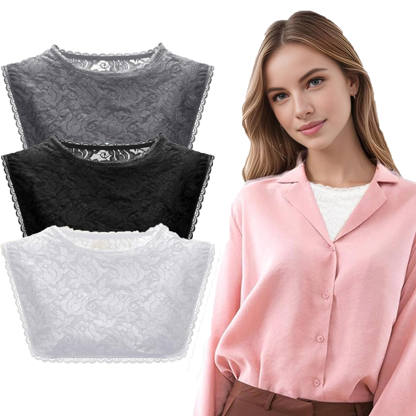 3Pcs Cleavage Cover up for Low Neckline Fake Collars for Women ...