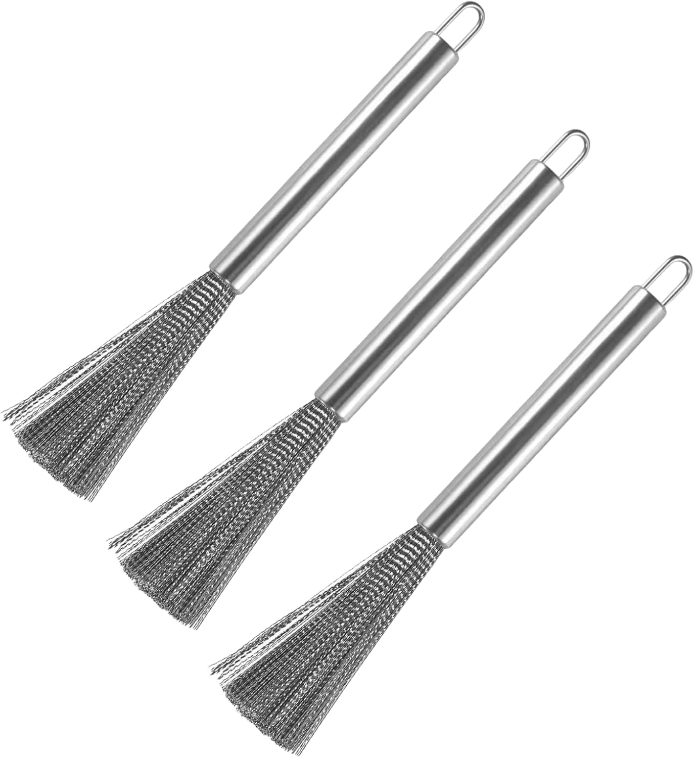 3Pcs Clening Brush Set, Stainless Steel Scrubber Brush for kware Long ...
