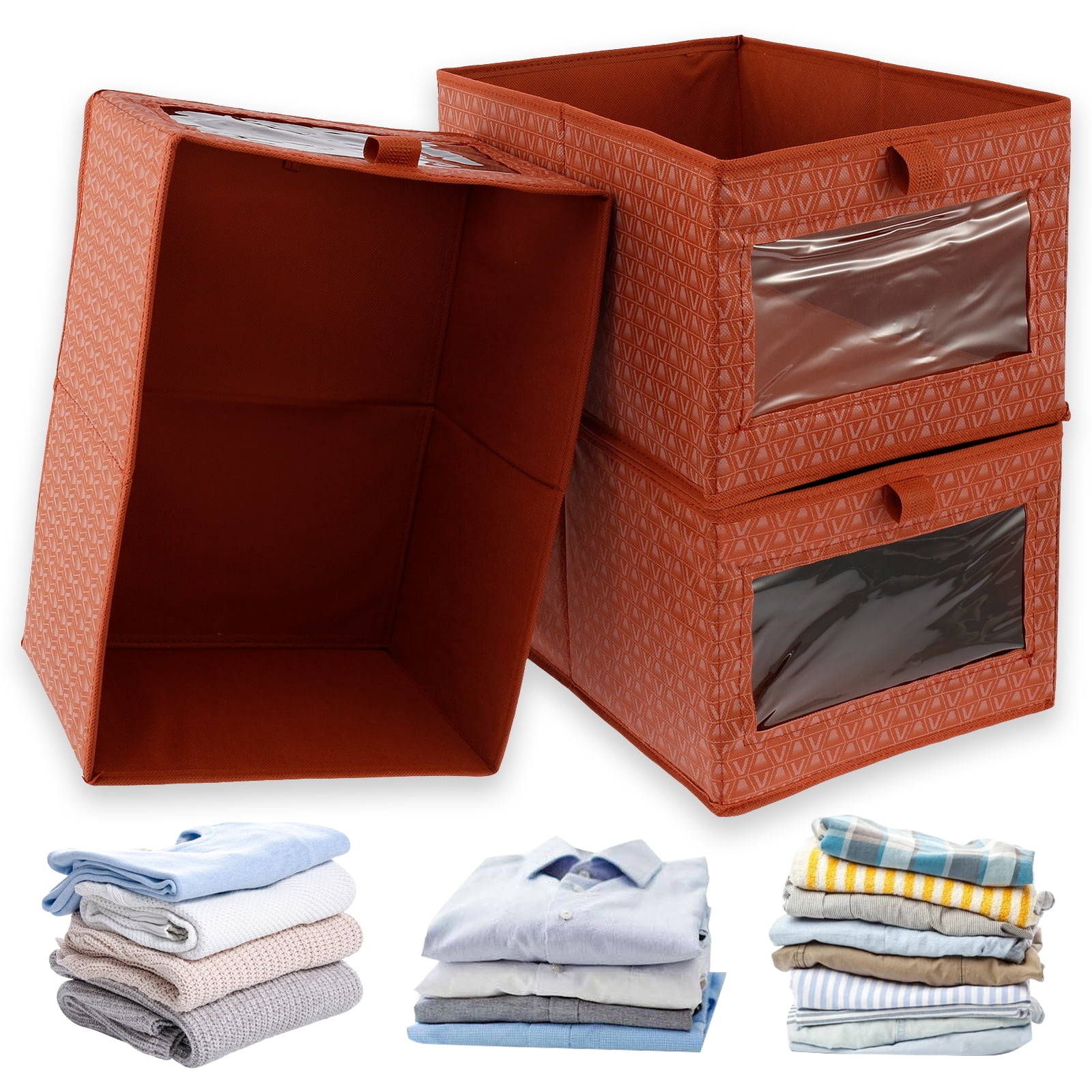 3Pcs Clothes Storage Boxes Visual Clothes Storage Bins with Clear ...