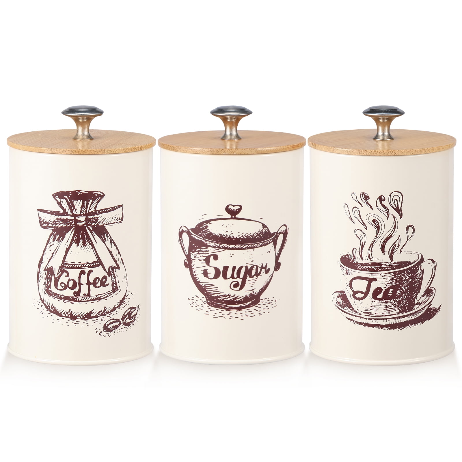 3Pcs Coffee and Sugar Container Set Vintage Canisters Set Decorative ...