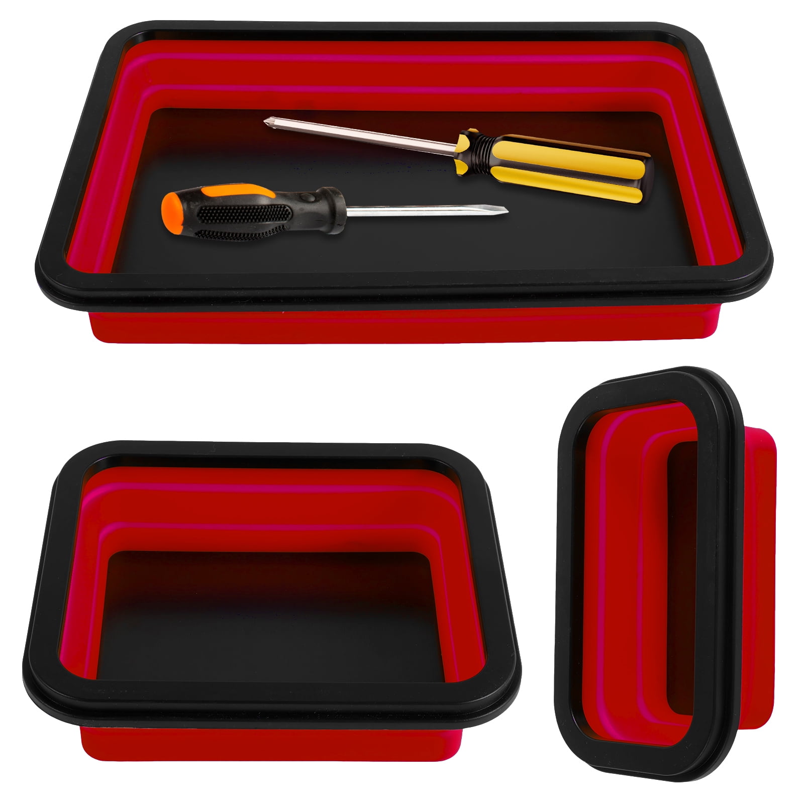 3Pcs Collapsible Magnetic Parts Tray Set Silicone Foldable Magnetic ...