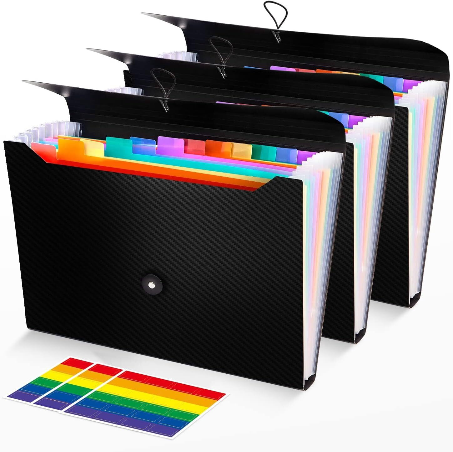 3Pcs Colorful Expanding File Folder, 13 Pockets Accordion File Holder ...