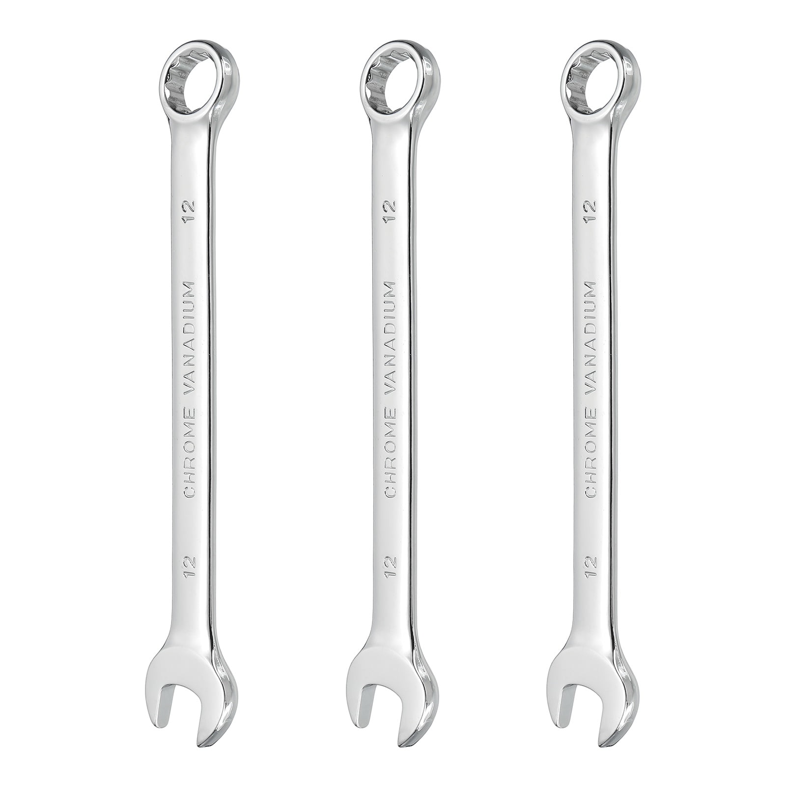 3Pcs Combination Wrench 12mm Metric 12-Point Box and Open End CR-V ...