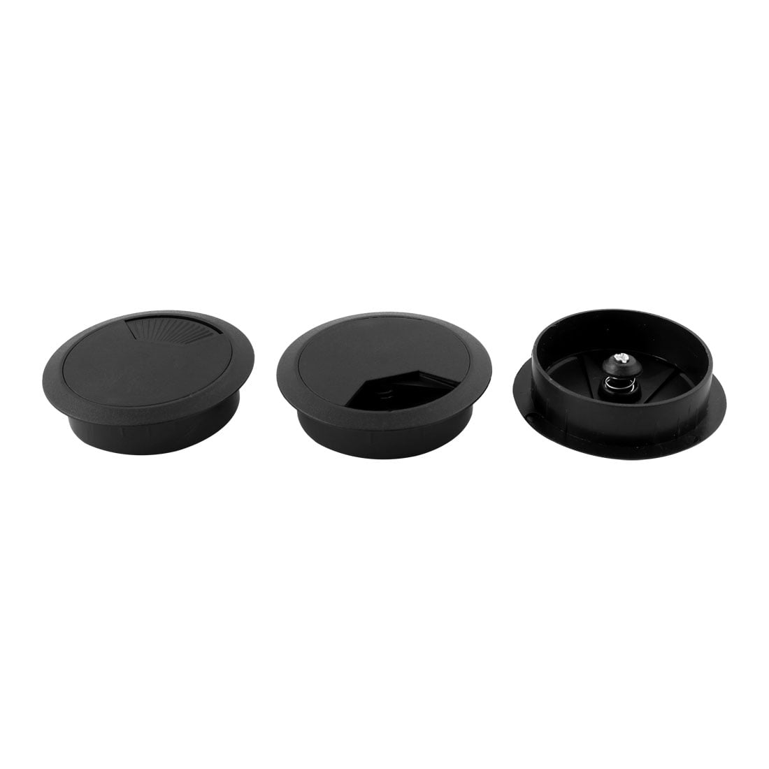 3Pcs Computer Desktop Round Wire Outlet Grommet Cable Hole Cover Black ...