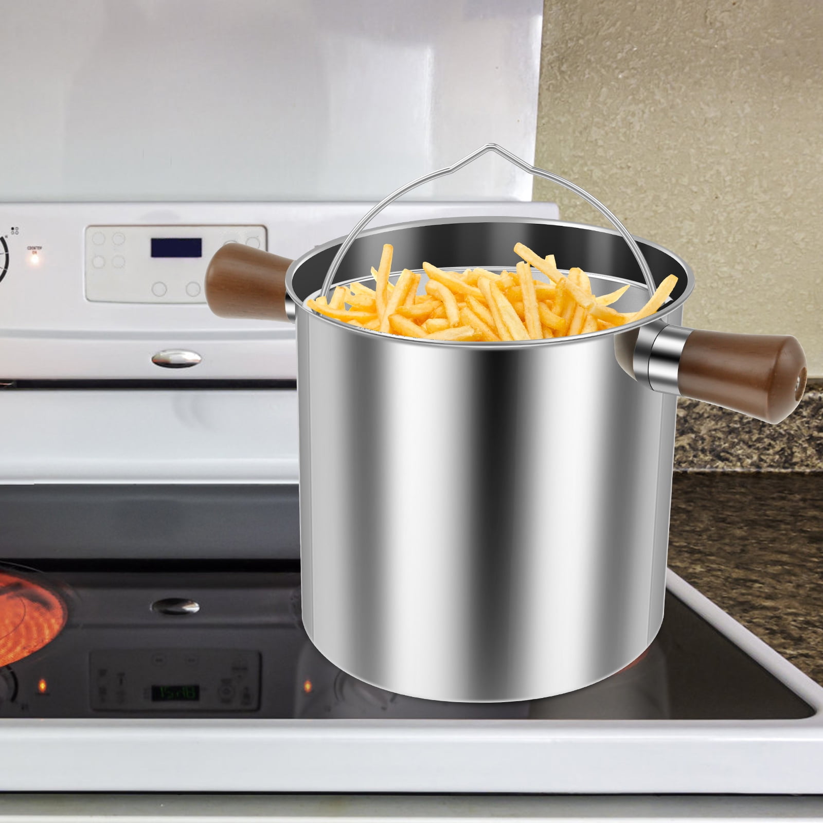 3Pcs Cooking Pot Deep Fryer Versatile Fryer Pot Aluminum Fry Pot Safe ...