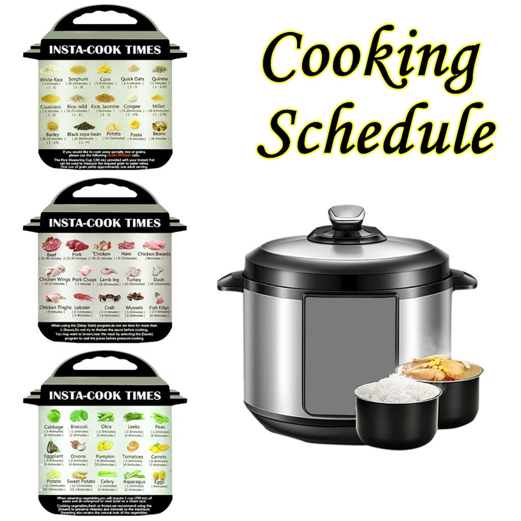 3Pcs Cooking Schedule Cheat Sheet Food Cooking For Instant Pot ...