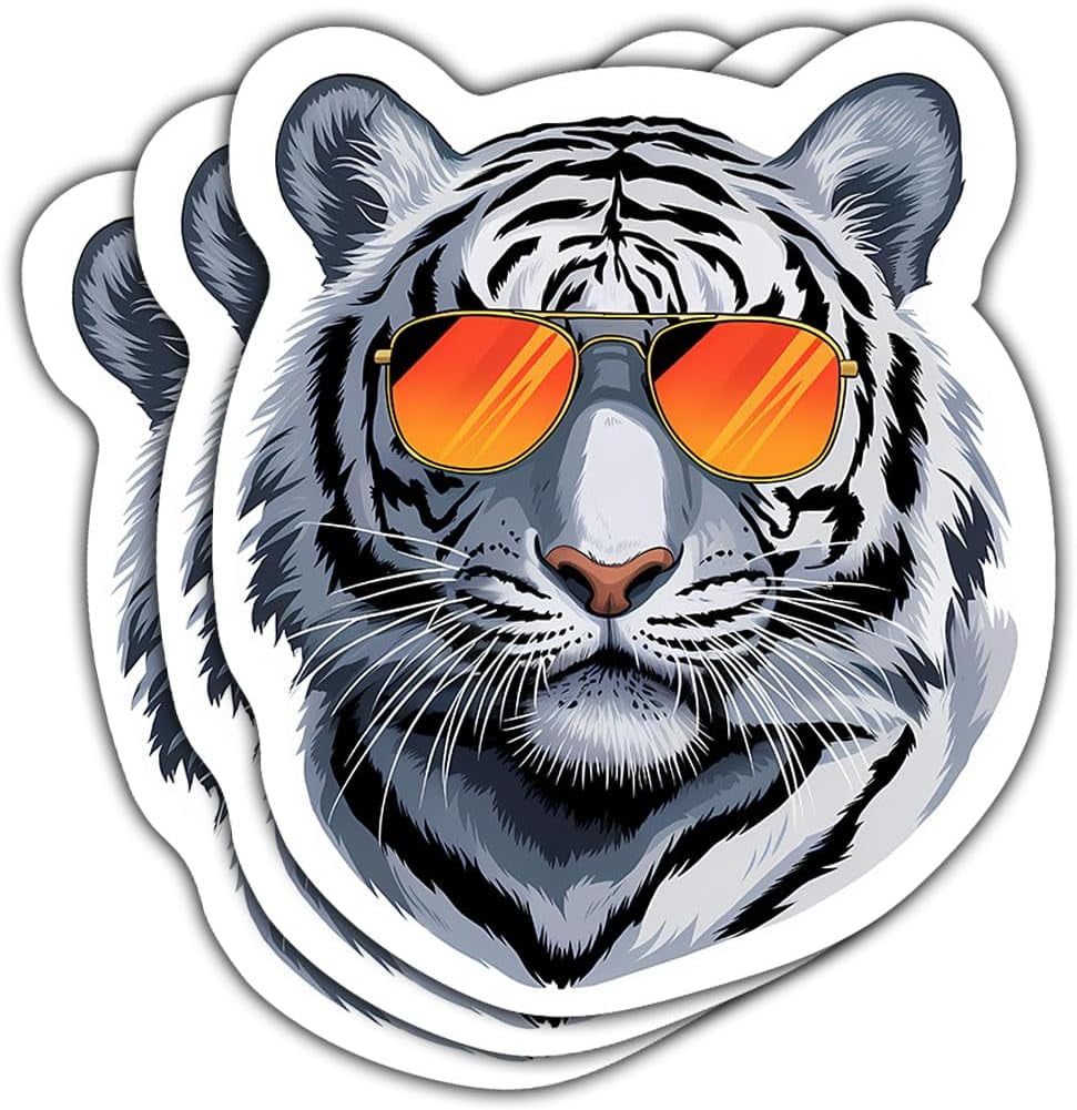 (3Pcs) Cool Animal Vinyl Sticker, Tiger Sunglasses Sticker, Tigress ...