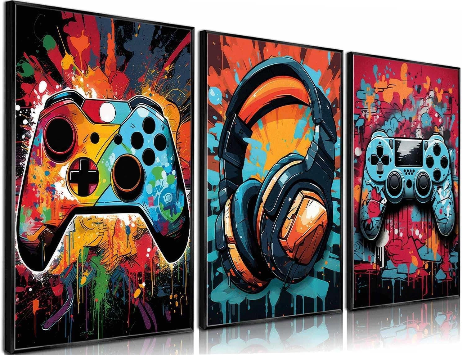 3Pcs Cool Gaming Wall Art Retro Video Gamer watercolor Posters Pictures ...