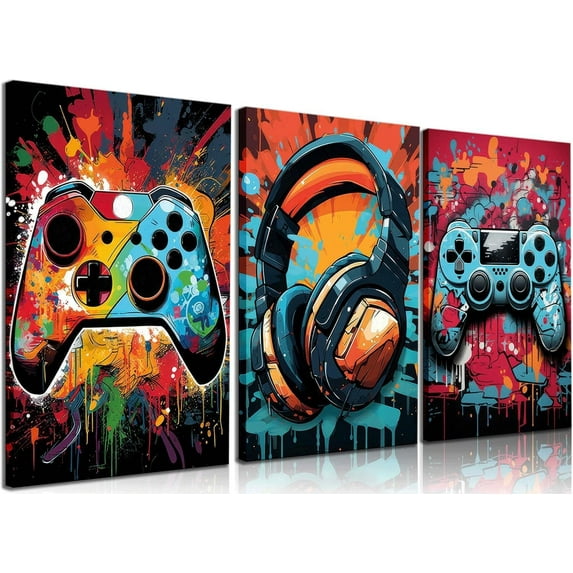 3Pcs Cool Gaming Wall Art Retro Video Gamer watercolor Posters Pictures ...