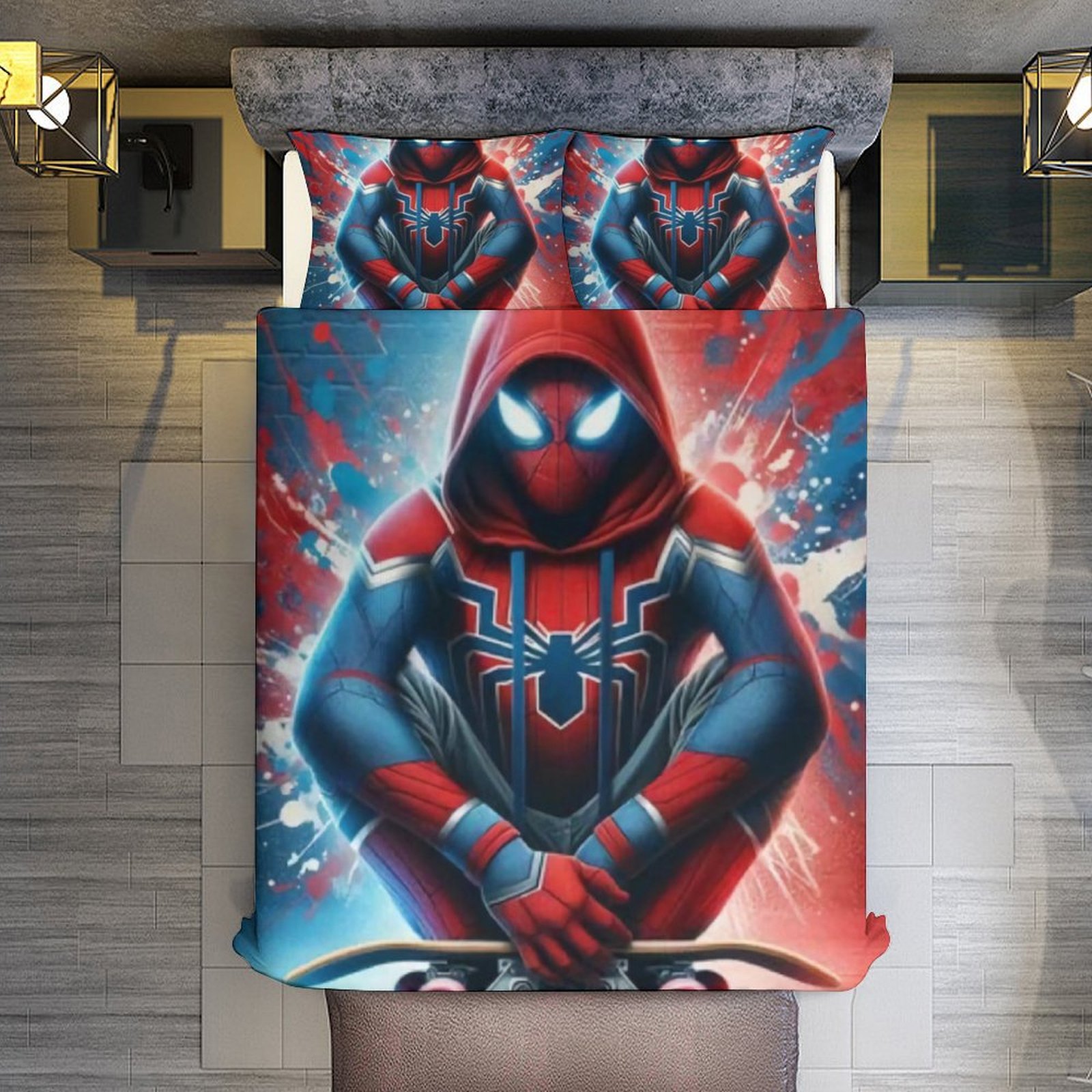 3Pcs Cool Spider-Man Duvet Cover with 2 Pillowcases for Teens Girls ...