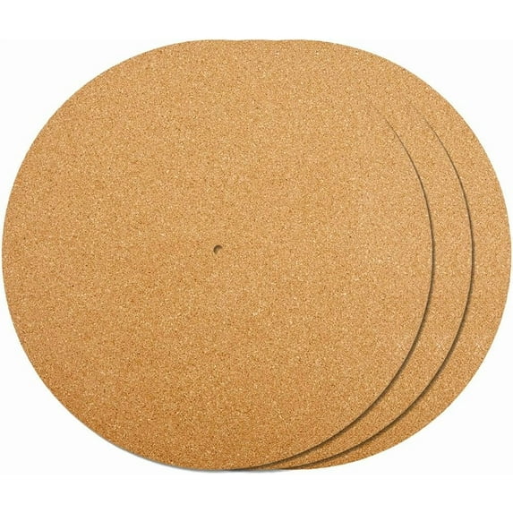 3Pcs Cork Turntable Mat Support 11.9in Vinyl LP Record Player 3mm Thick Brown Anti-Slip Anti ...