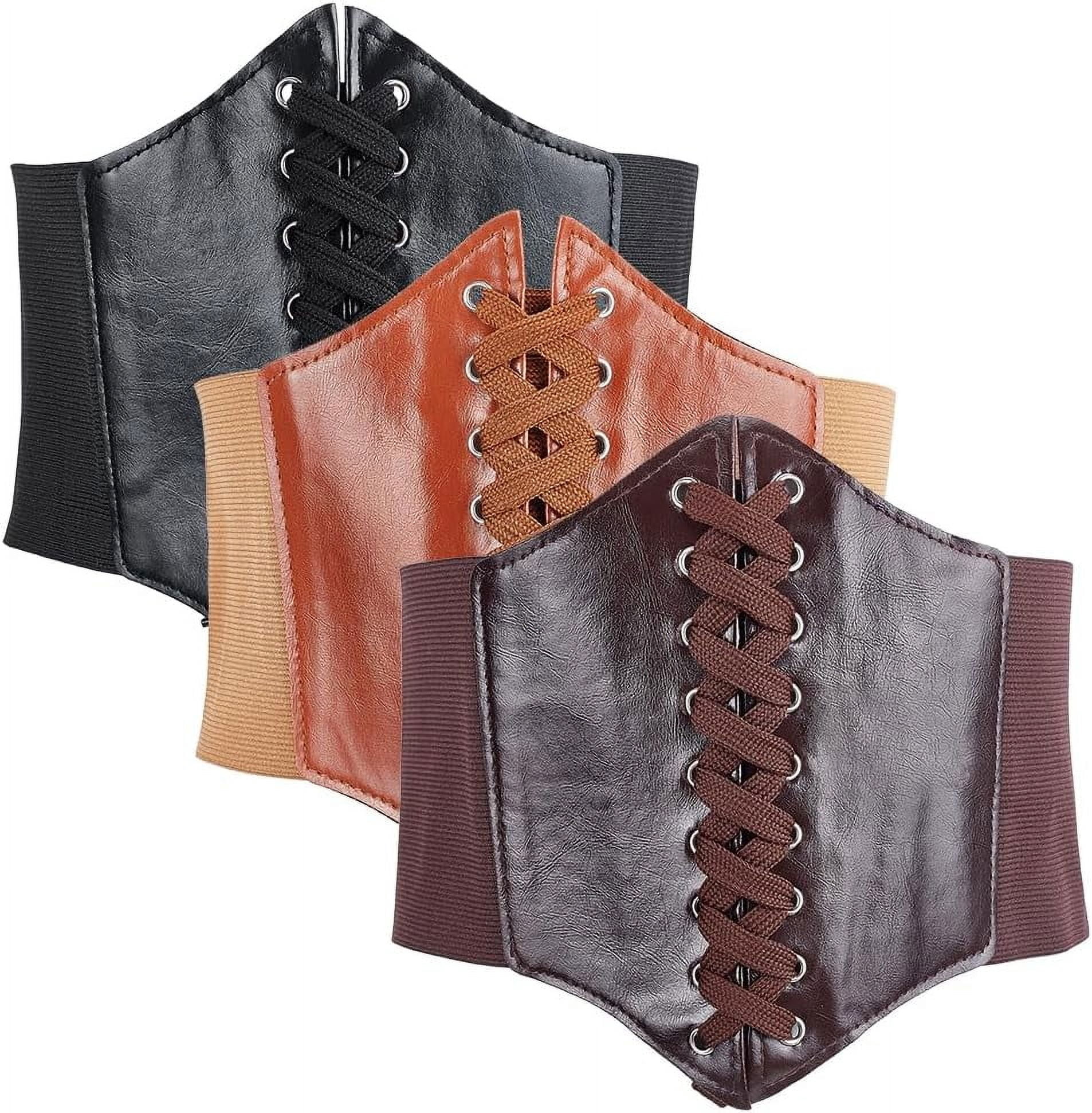3Pcs Corset Belt Leather Lace Up Corset Waist Belt Vintage Elastic ...