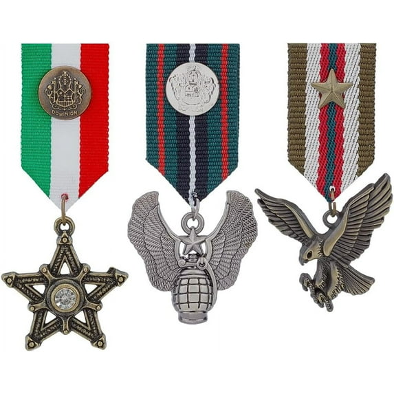 3Pcs Costume Military Badge Medal 3 Style Alloy Medal Brooch Pin ...