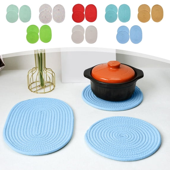 3Pcs Cotton Rope Woven Round Placemats, Thermal Insulated Durable Table ...