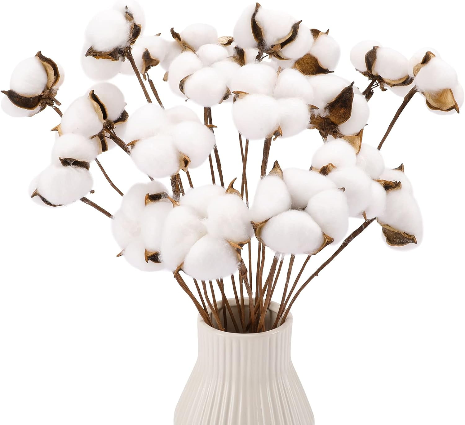 3Pcs Cotton Stems, Fake Cotton Flowers Dried Cotton Picks Stalks Plants ...
