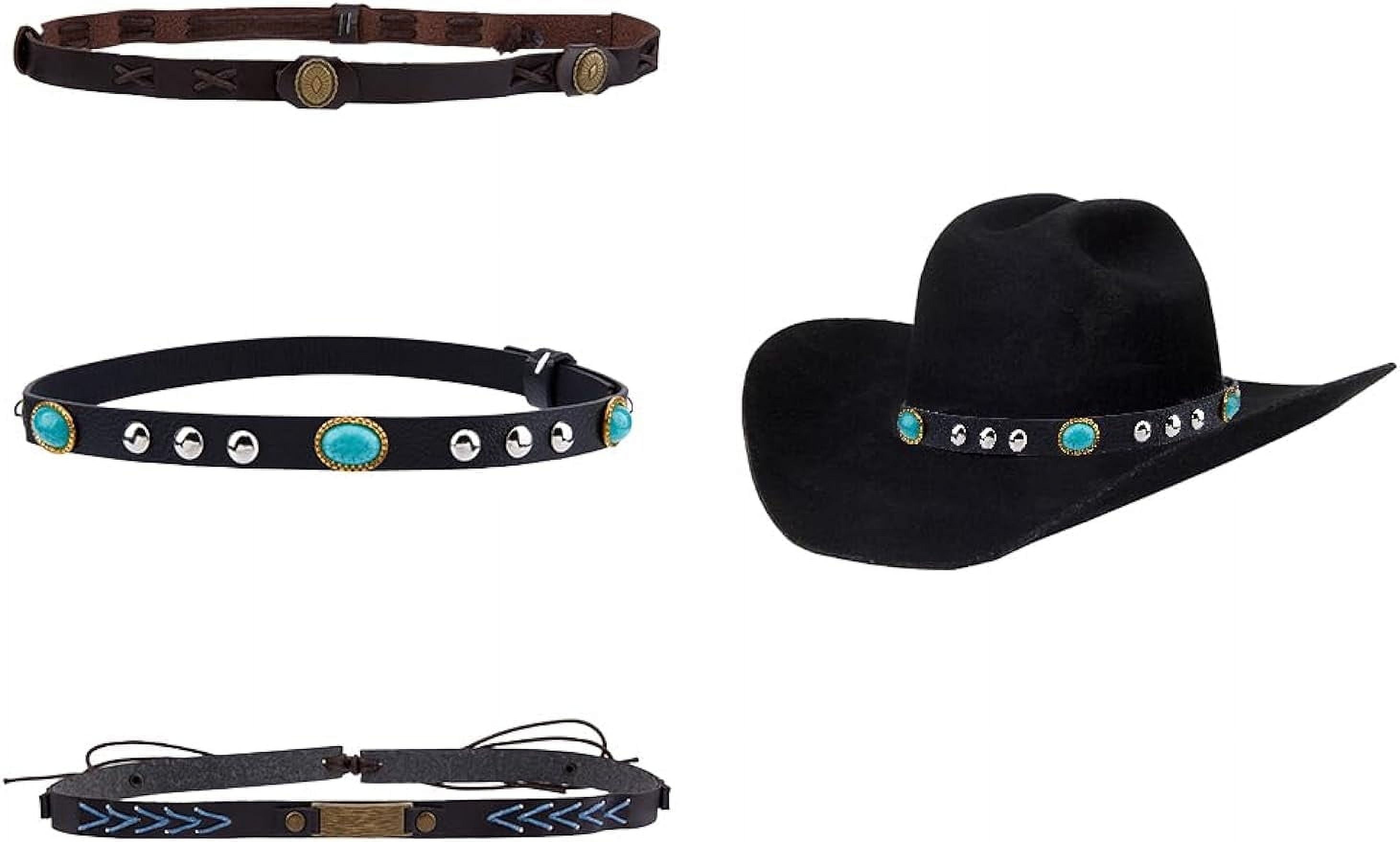 3Pcs Cowboy Hat Bands with Alloy Clasp Buckle Imitation Leather ...