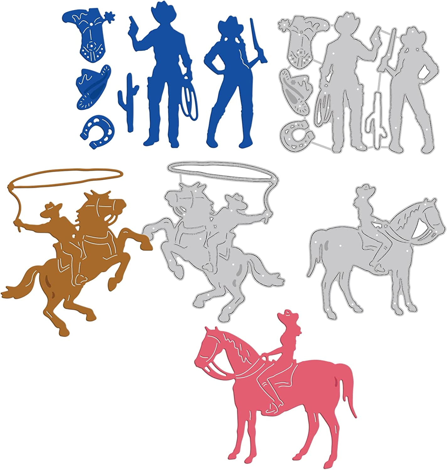 3Pcs Cowboy and Horse Metal Cutting Dies Horseshoe Die Cuts for DIY ...