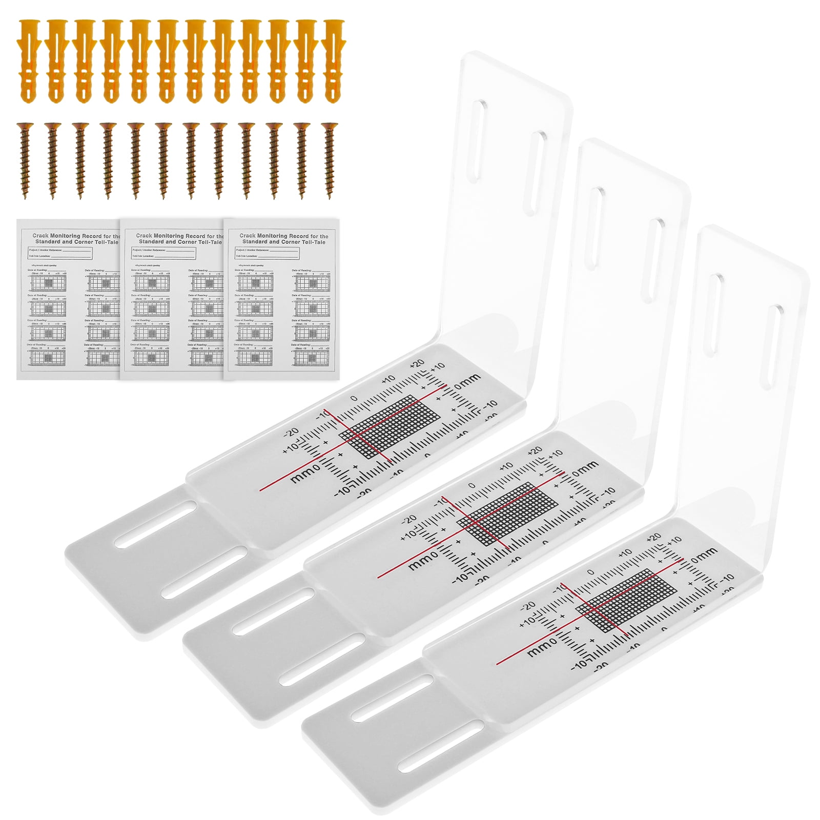 3Pcs Crack Monitor Acrylic Crack Gauge Monitor Accurate Crack ...