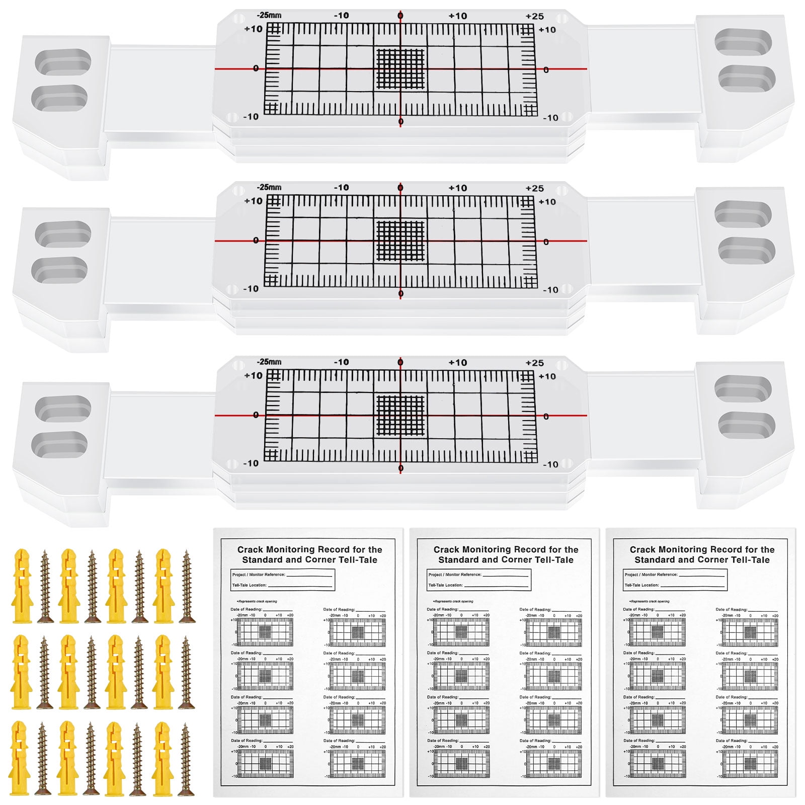 3Pcs Crack Monitoring Reco rd Acrylic Crack Monitor Gauge Waterproof ...