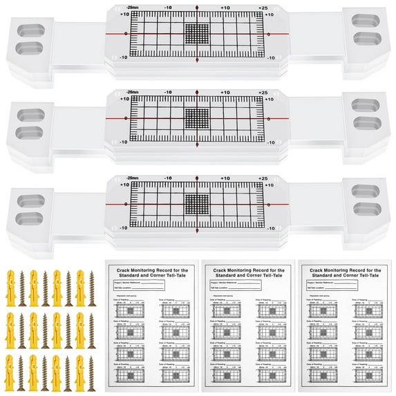 3Pcs Crack Monitoring Reco rd Acrylic Crack Monitor Gauge Waterproof ...