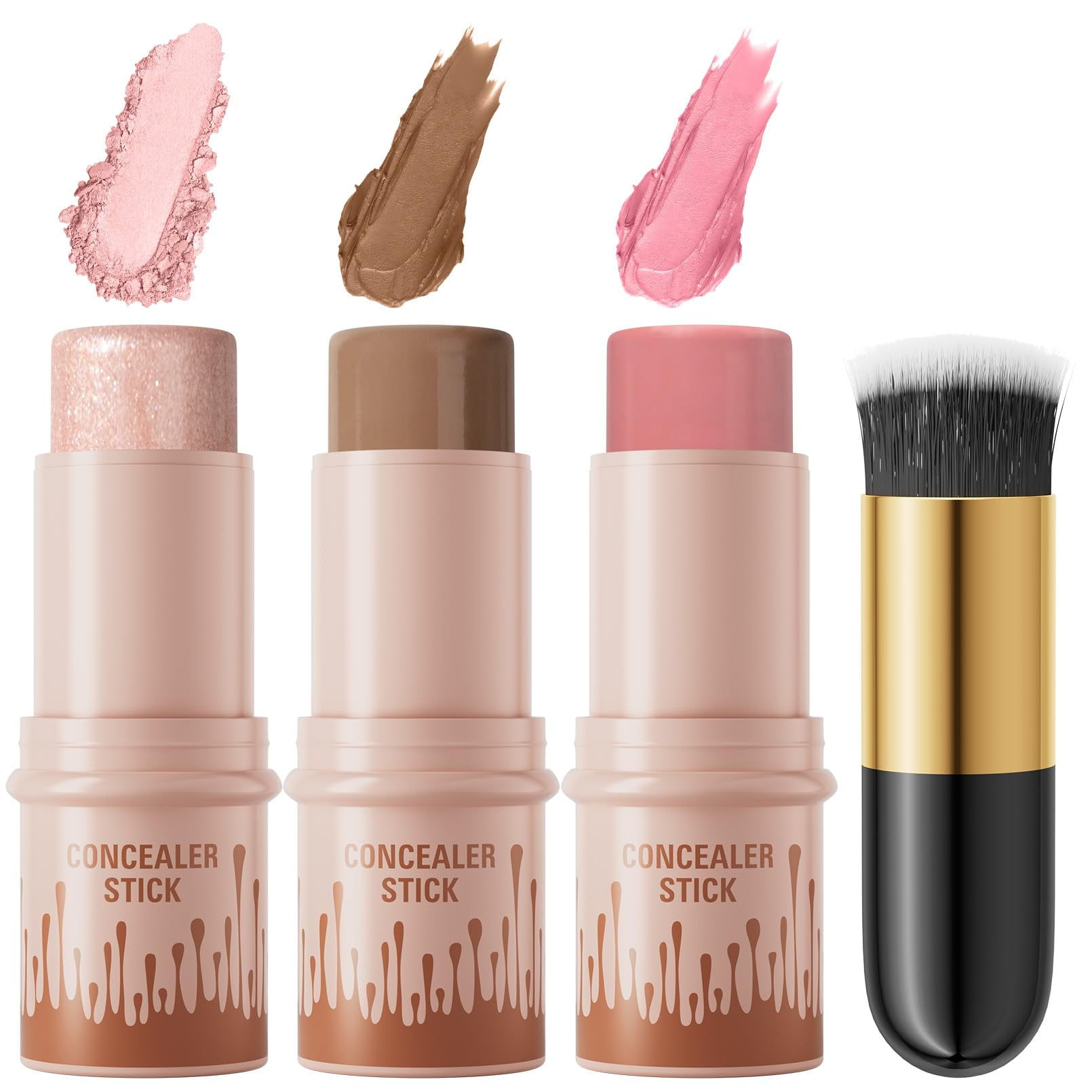 3Pcs Cream Contour Sticks KEF16 Kit, Highlighter Stick Blush Stick ...