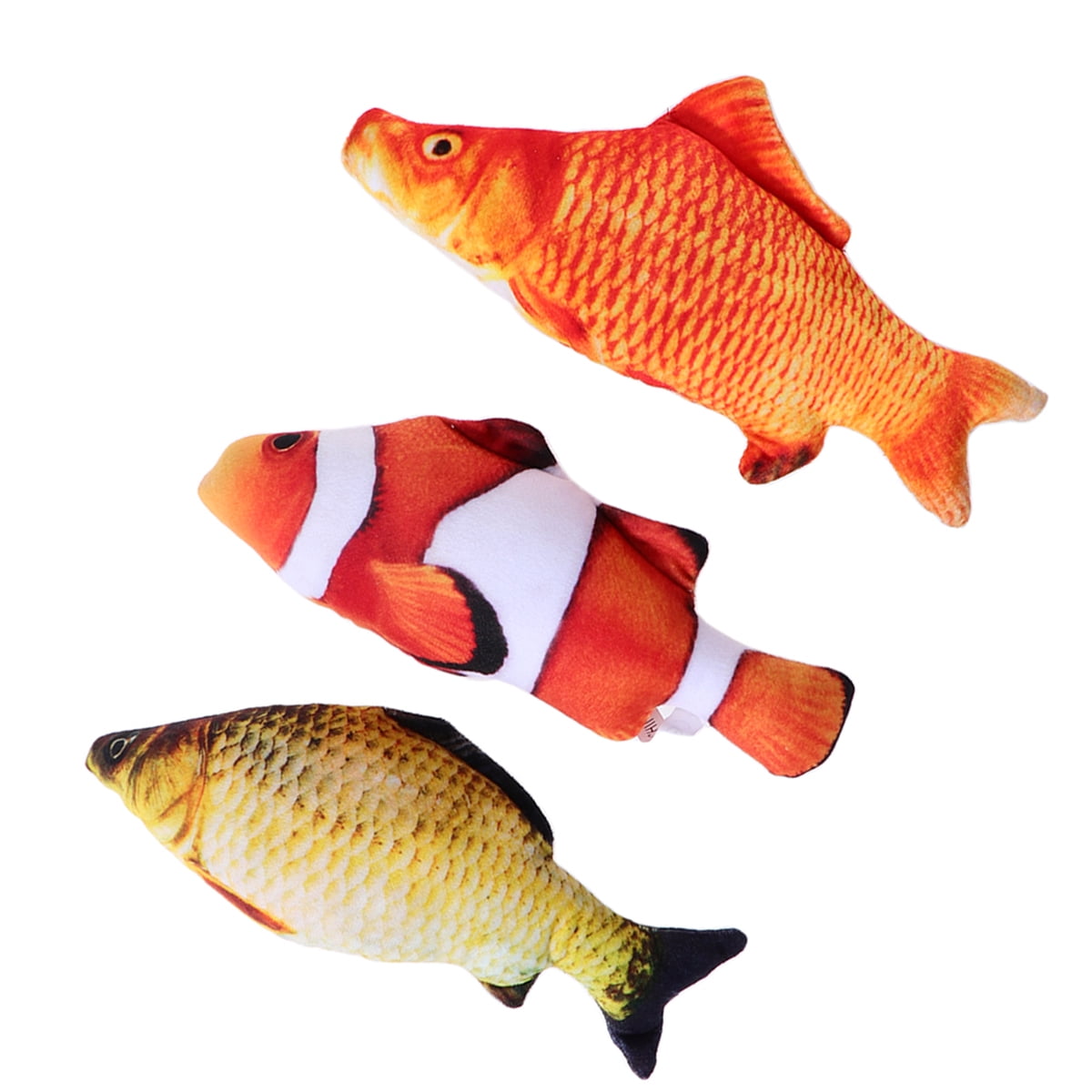 3Pcs Creative Fish Shape Toy Cat Playing Plush Stuffed Toy Home Decor ...