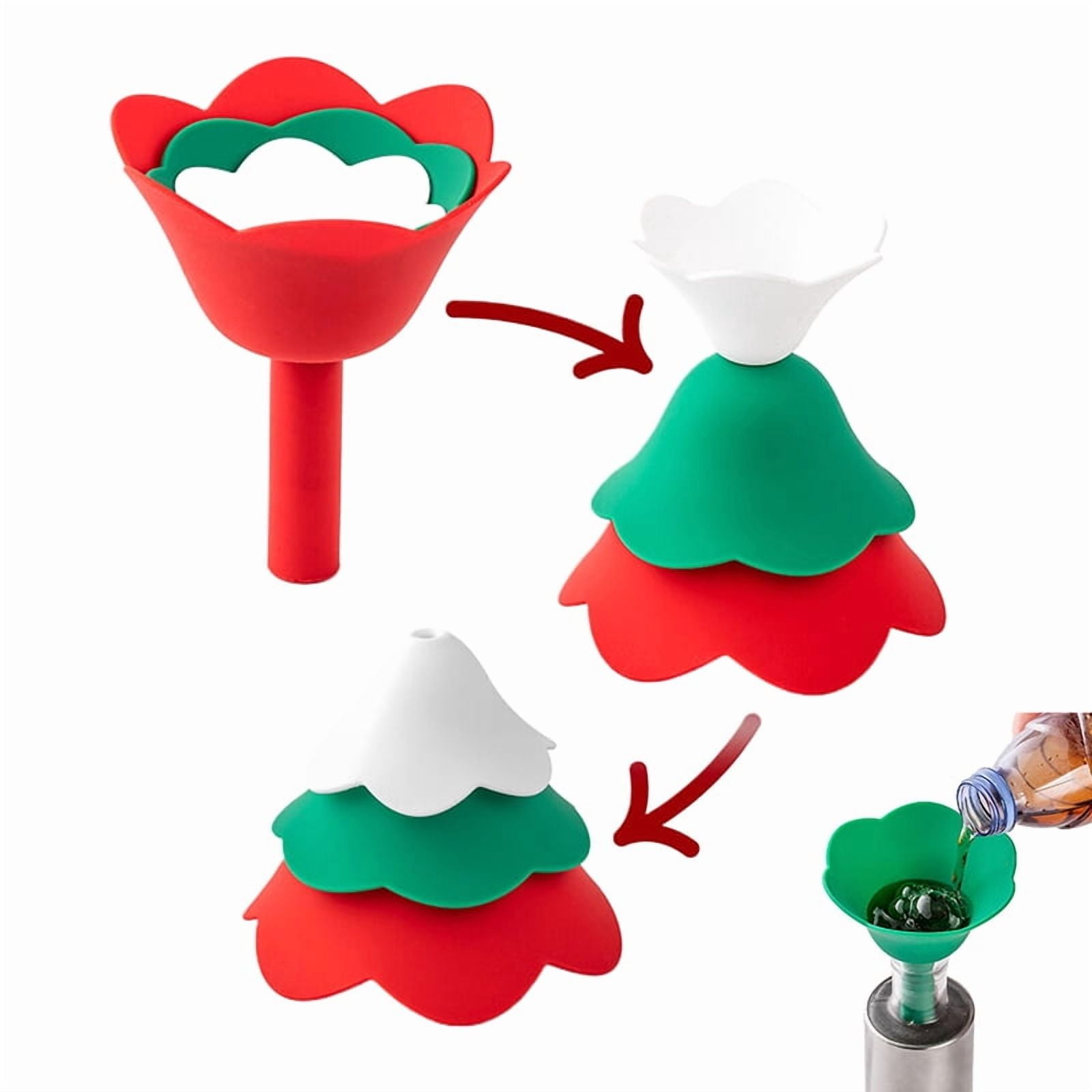 3Pcs Creative Flower Shape Silicone Kitchen Funnel 3pcs Set Oil Liquid ...