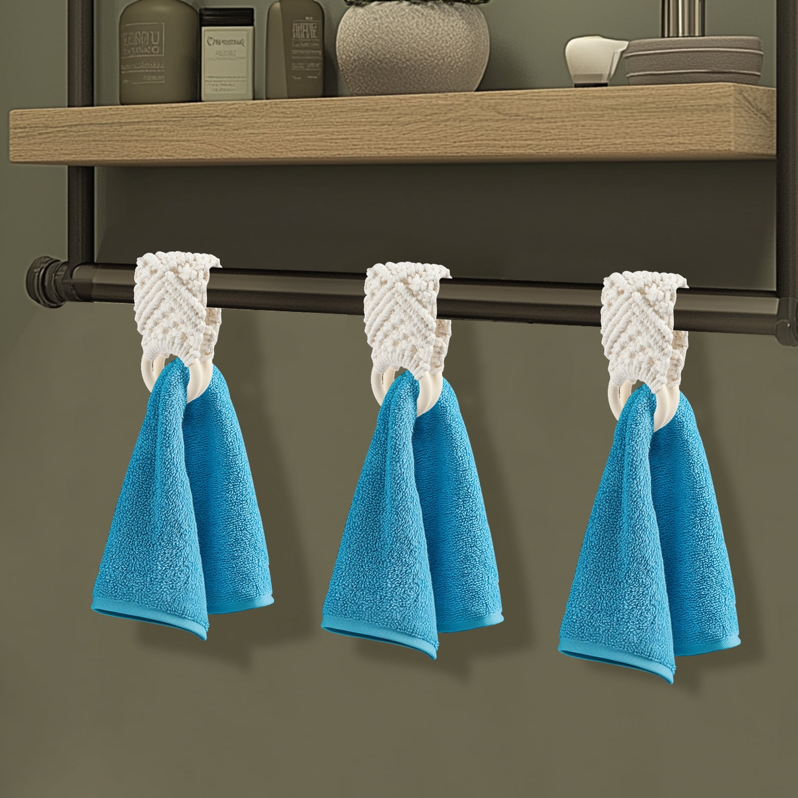 3Pcs Crochet Towel Holder Ring Elegant Macrame Hand Towel Holder ...