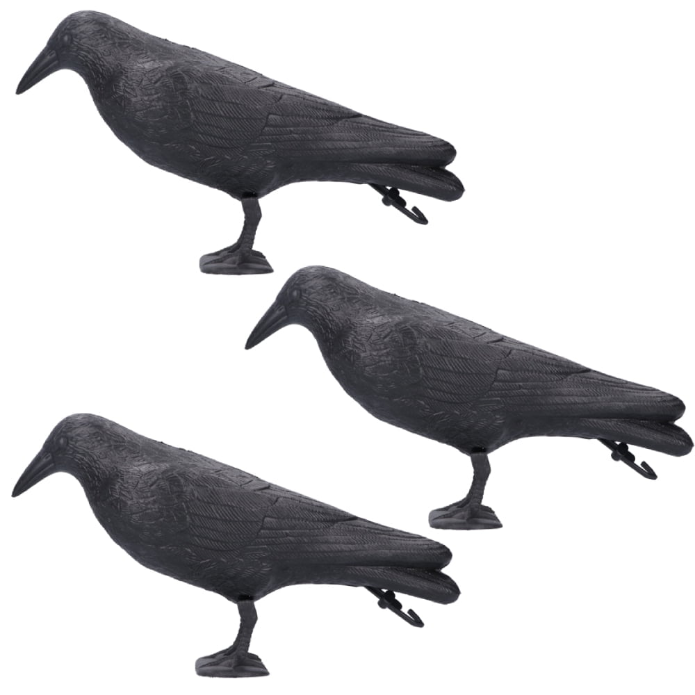 3Pcs Crow Decoys Full Body Plastic Crow Decoy for Hunting, Black ...