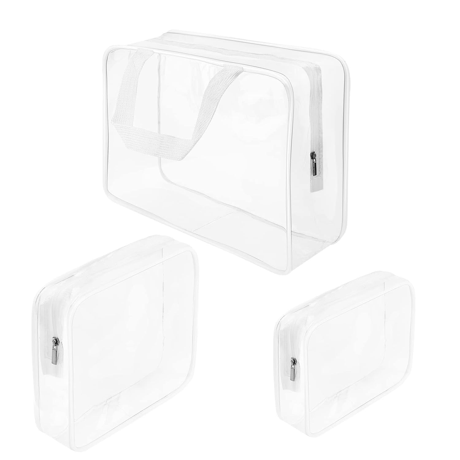 3Pcs Crystal Clear PVC Travel Toiletry Bag Kit for Women Men ...