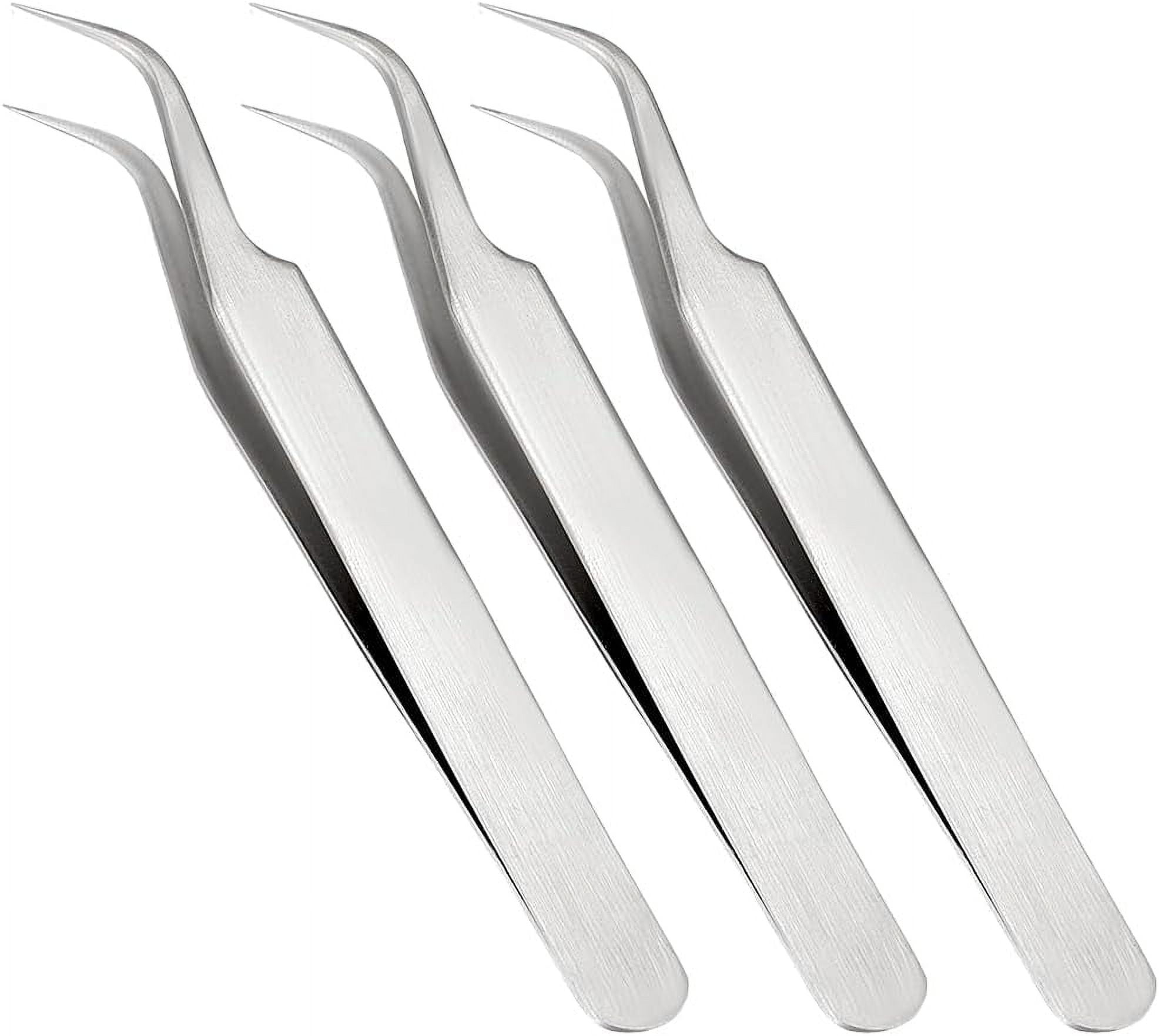 3Pcs Curved Tip Tweezers 4.8" Stainless Steel Fine Point Precision Non ...