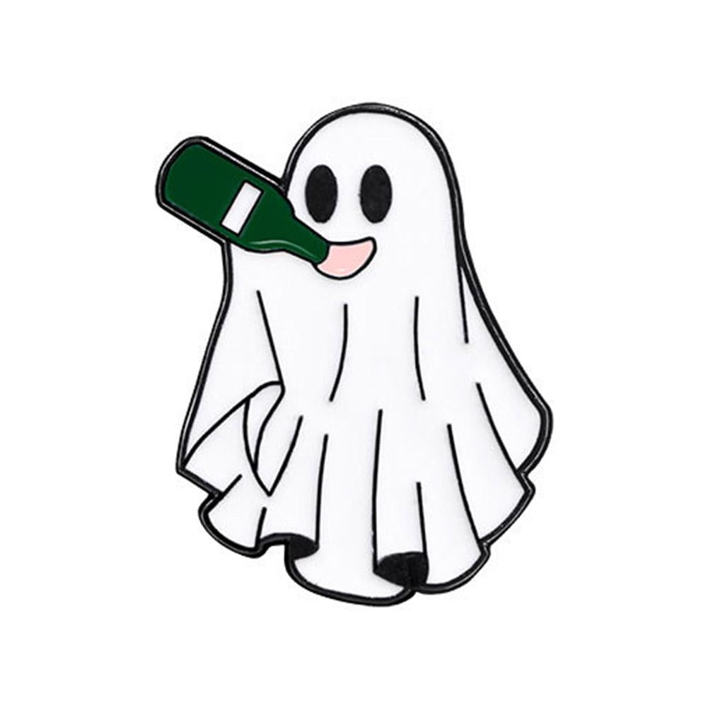 3Pcs Cute Cartoon Horror Halloween Metal Badge White Ghost Cartoon ...
