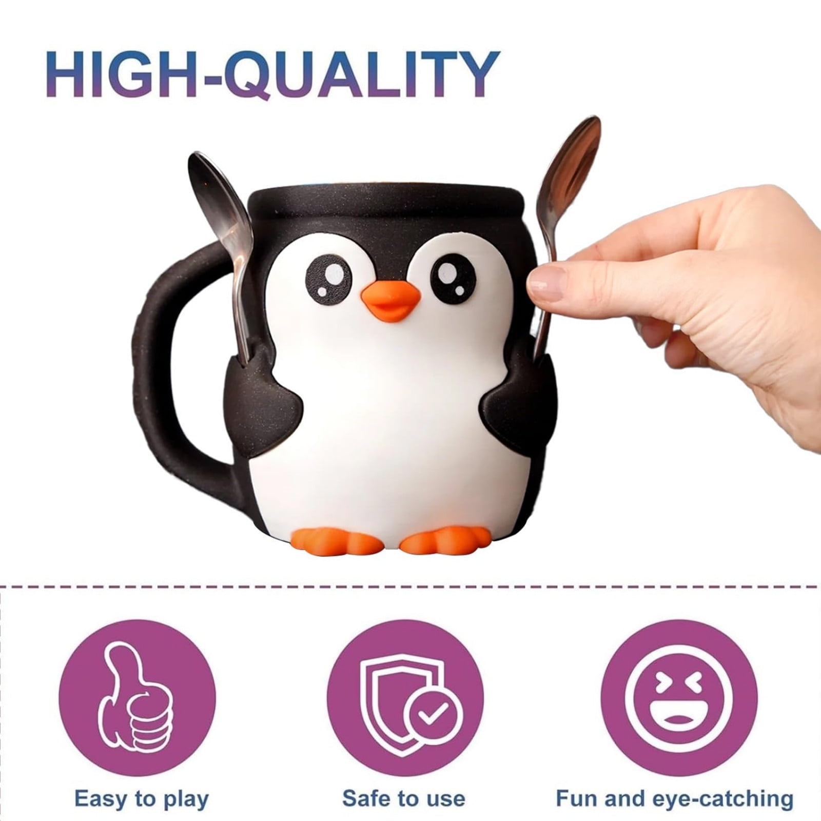 3Pcs Cute Penguin Ice Cream Pint Holder, the Penguin Ice Pint Holder ...