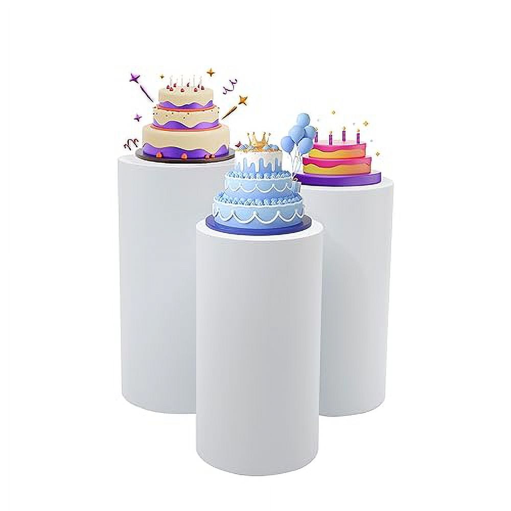 3Pcs Cylinder Pedestal Stands for Parties, Round Small Cylinder Stands ...