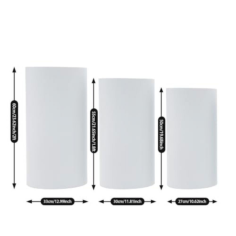 3Pcs Cylinder Pedestal Stands for Parties, White Round Cylinder Stands ...