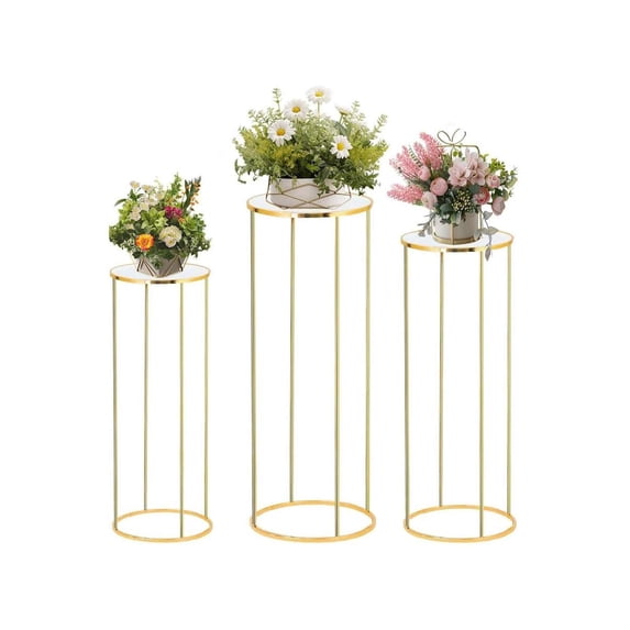 3Pcs Cylinder Stands For Party Gold Metal Cylinder Display Holder Cake ...
