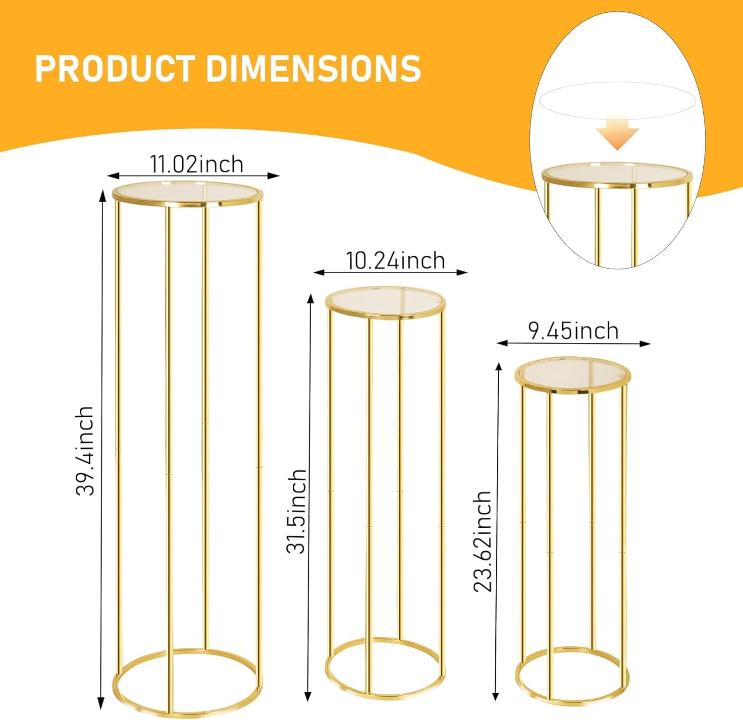 3Pcs Cylinder Stands for Party, Gold Cylinder Pedestal Stand for ...