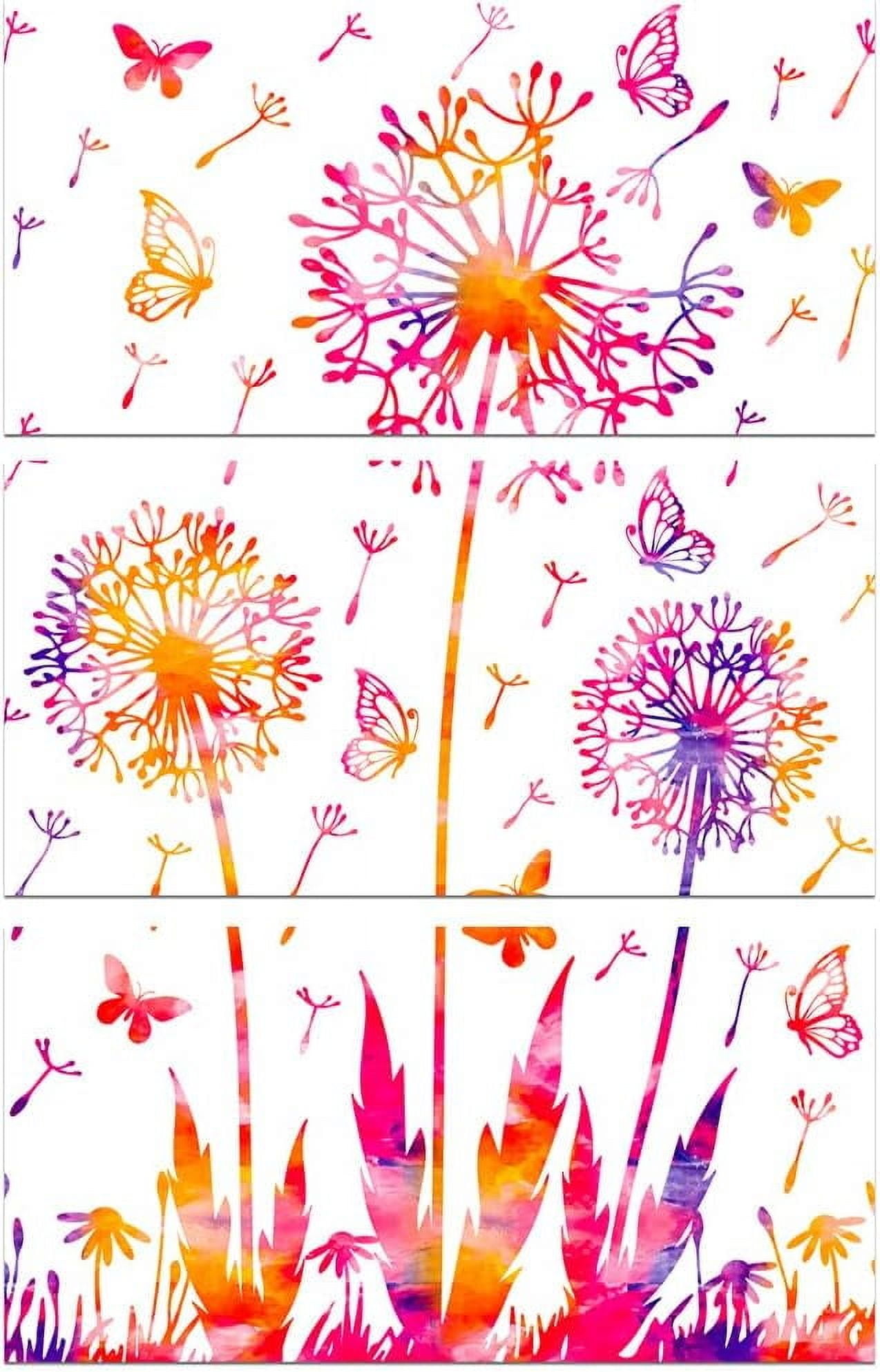 3Pcs Dandelion and Butterfly Theme Rub on Transfer Stickers 6×12inch ...