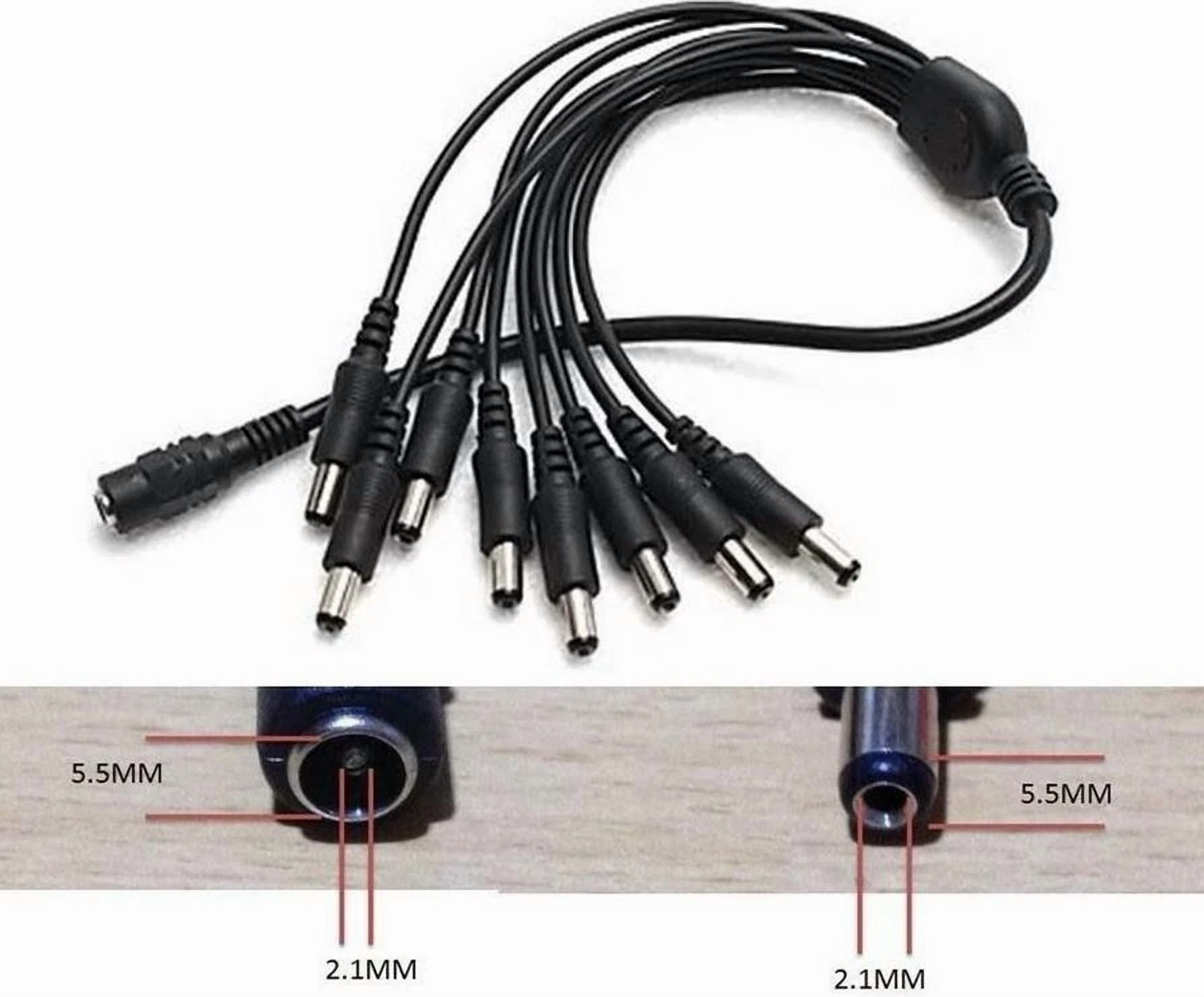 3Pcs Dc 1 Female To 8 Male Power Splitter Cable For Cctv Security ...