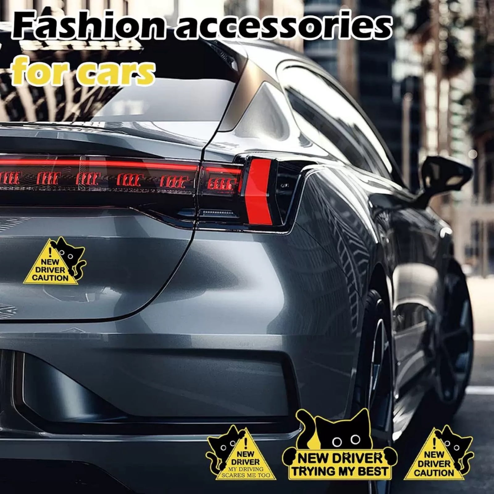 3Pcs Decorative Reflective Safety Decals Funny Black Cats Sticker ...