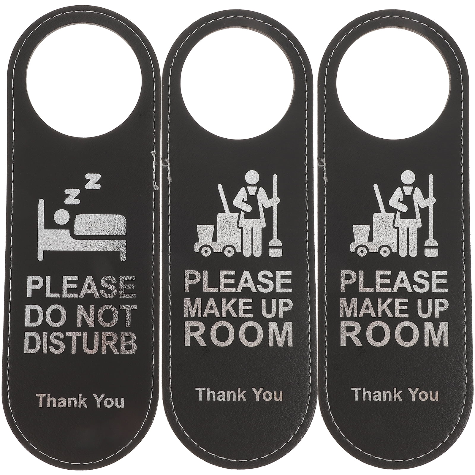 Hotel Door Reminder Signs in Black Leather for Entrance Doors 3Pcs ...